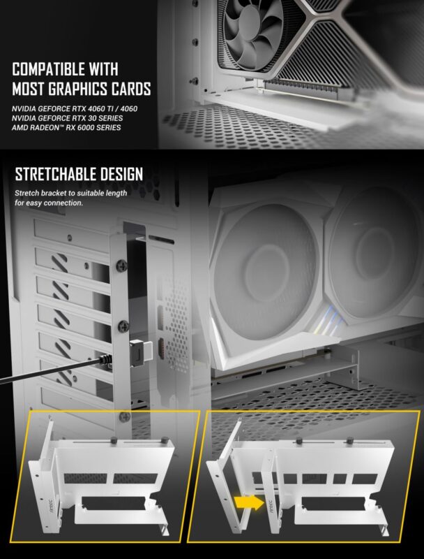 Antec Adjustable Vertical PCI Bracket withPCI-E 4.0 Cab...